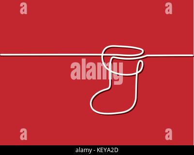 Christmas holidays sock. Continuous line drawing. Vector illustration ...