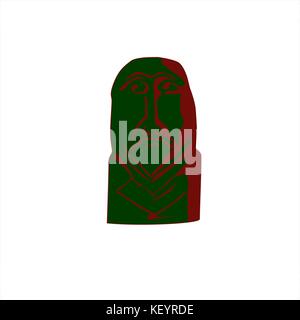 Stone idol balbal are scattered on the Kazakh steppe, a monument of the ...