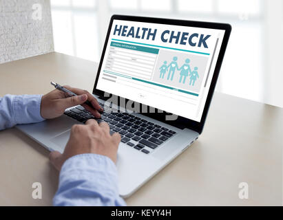 Digital HEALTH CHECK Concept working with computer interface as medical ...