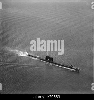 Royal Navy submarine HMS 'Grampus' off Portsmouth, Hampshire, 1962 ...