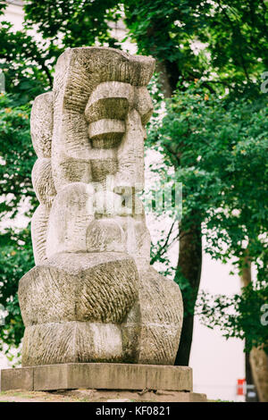 Vilnius, Lithuania. Symbols Of Deities From Paganism Stone Cult Image ...