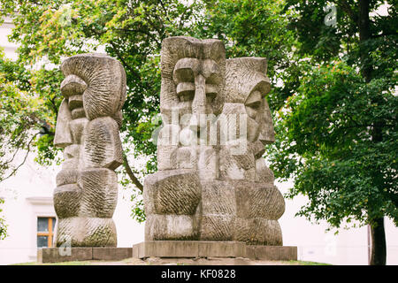 Vilnius, Lithuania. Symbols Of Deities From Paganism Stone Cult Image ...