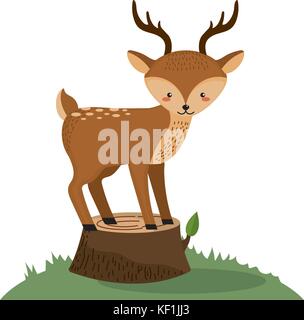 cute deer animal in bole wood tree Stock Vector Image & Art - Alamy