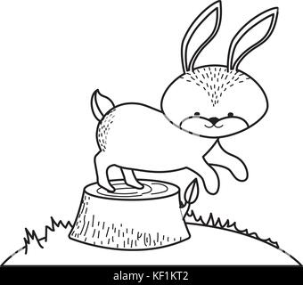cute rabbit animal in bole wood tree Stock Vector Image & Art - Alamy