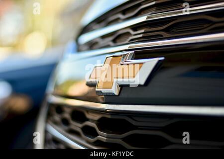 Chevy emblem on front of car Stock Photo - Alamy