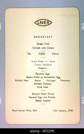National Railway Museum LNER Royal Station Hotel York Menu Luncheon ...