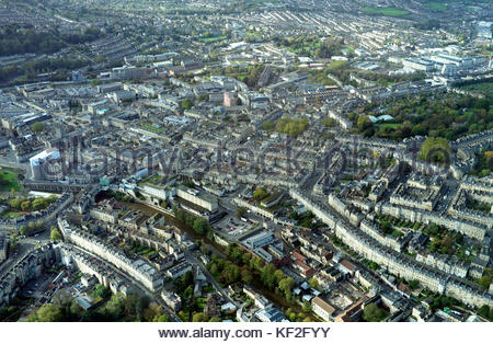 Bath city UK, aerial view of the city of Bath at twilight on a winter ...