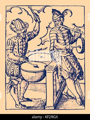 INSTRUMENTS - PERCUSSION - NAKERS Man playing Nakers (early kettledrum ...