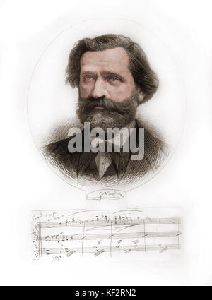 Giuseppe Verdi. Portrait & autograph ms lithograph Italian composer, 9 ...