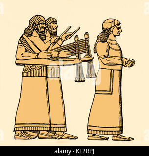 Assyrian / Babylonian musicians, playing lyre - type instruments ...