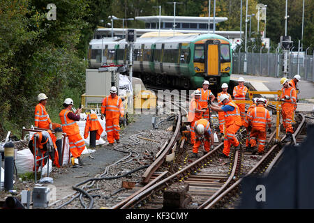 Large group of Network Rail staff pictured working on the railways ...