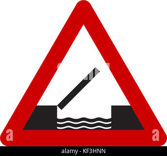 Warning sign with drawbridge symbol Stock Photo - Alamy