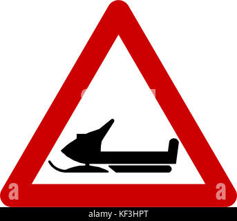 Warning sign with snowmobile symbol Stock Photo - Alamy