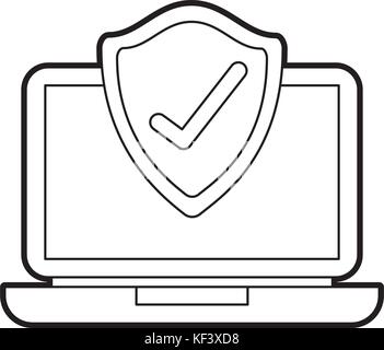 laptop shield protection checkmark screen digital data Stock Vector ...