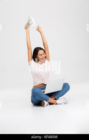 Female hands with dollar banknotes on white background Stock Photo - Alamy