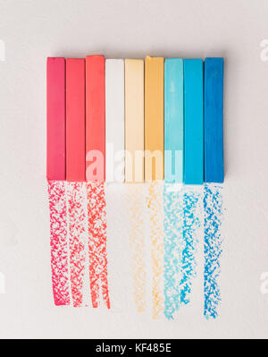 Square colorful pastel chalks closeup, low level angle Stock Photo - Alamy