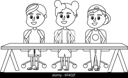 line students sitting school desk in the classroom vector illustration ...