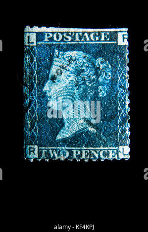 two penny blue Queen Victoria postage stamp Stock Photo - Alamy