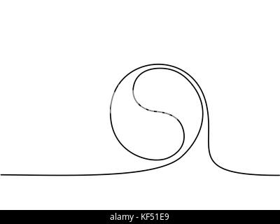 Continuous linear drawing of Yin Yang symbol. Single line drawing of ...