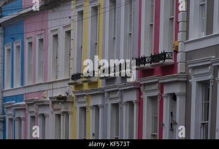 The typicals houses of Portobello Road painted in multicolour pastel ...