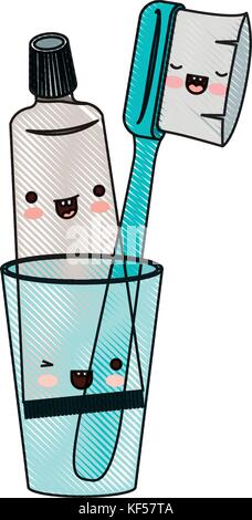 tube of kawaii toothpaste colored crayon silhouette Stock Vector Image ...