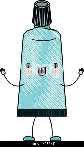 tube of kawaii toothpaste colored crayon silhouette Stock Vector Image ...