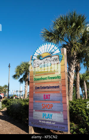 Sign for the Myrtle Beach Boardwalk, Myrtle Beach, South Carolina, USA ...