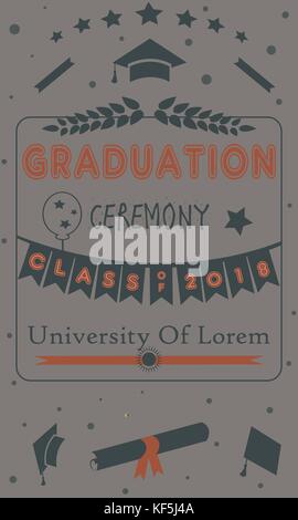 Graduation Ceremony Announcement. Class of 2018. Retro Style. Old Style ...
