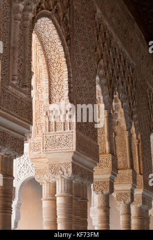 Spain, Granada. Detail of Islamic calligraphy in wall the Alhambra ...