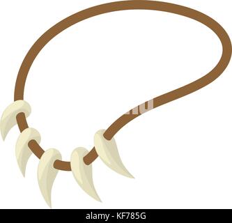 Primal accessory icon isometric vector. Necklace of teeth and spearhead ...