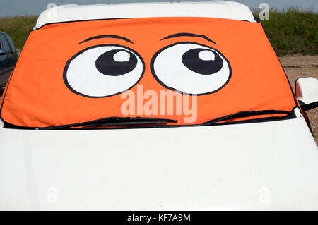 Front windscreen sun protector on a VW Transporter van Stock Photo - Alamy