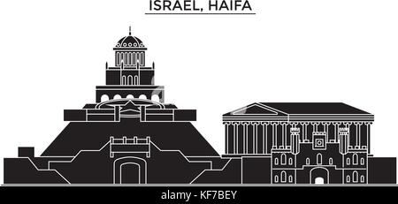 Israel, Haifa city skyline isolated vector illustration. Israel, Haifa ...