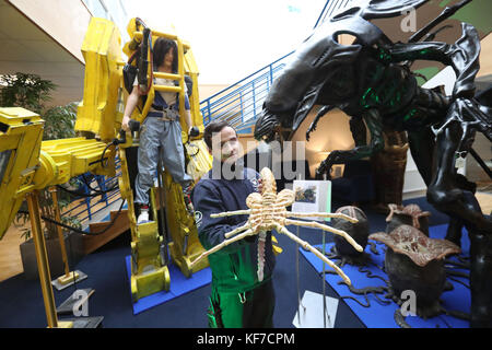 Reece Morrison of Wilsons Auctions helps display hundreds of items of ...