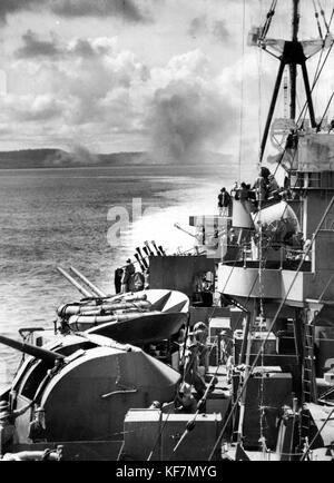 A photograph of the HMAS Shropshire, an Australian heavy cruiser ...