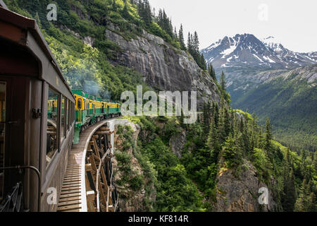 Aboard the White Pass Yukon Route Railroad from Skagway Alaska on ...