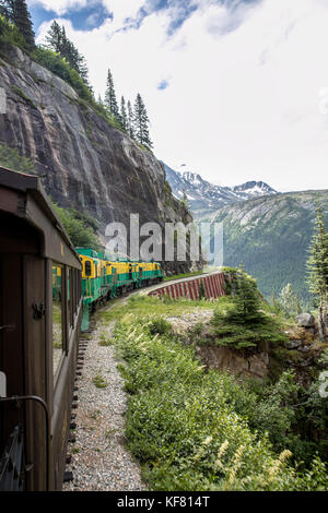 Aboard the White Pass Yukon Route Railroad from Skagway Alaska on ...