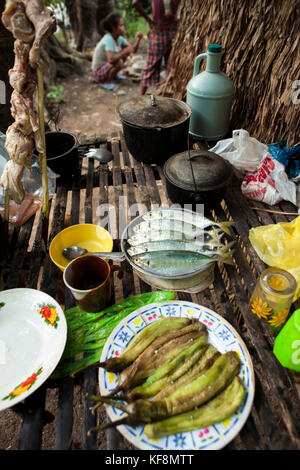PHILIPPINES, Palawan, Barangay region, chicken, fish rice and ...