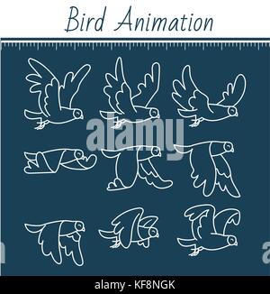 animation the bird is flying. dove animation. sprite bird flies, on ...