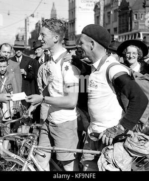 Russell Mockridge and Hubert Opperman 1948 (cropped Stock Photo - Alamy