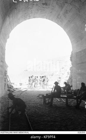 The Senussi Cave narrow gauge railway near Tobruk in Libya was part of ...