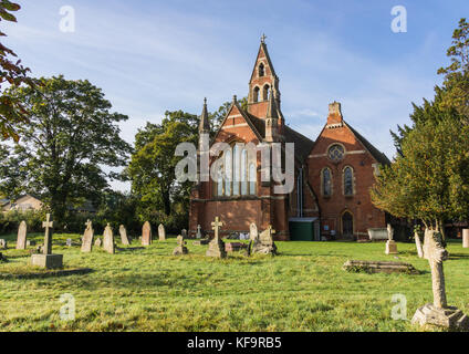 Looking at the rear of St John's church in Hythe, Hampshire, England ...