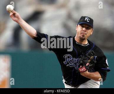 Kansas City Royals pitcher Ryan Bergert throws against the Detroit ...