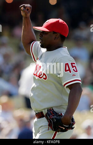 Philadelphia Phillies pitcher Tom Gordon watches his teammates at ...