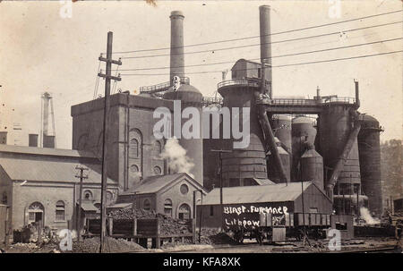 Very old photograph of early blast furnace iron works in Scunthorpe ...