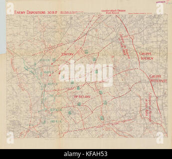 Map showing disposition of German troops on 30 Sept 1917 Stock Photo ...