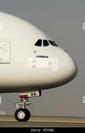 Nose and undercarriage of an Airbus A380 with Airbus livery, in Stock ...
