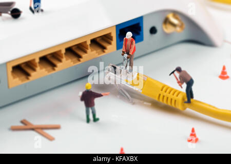 Technician installing an Internet connection Stock Photo - Alamy