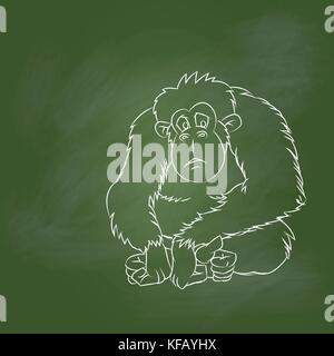 Hand drawn sketch of Ape isolated, Black and White Cartoon Vector ...