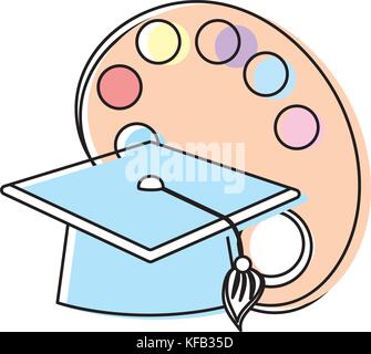 art palette object with cap graduation design Stock Vector Image & Art ...
