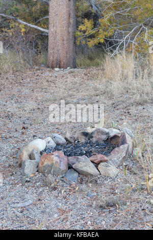 Extinguished fire pit for an outdoor campfire Stock Photo - Alamy